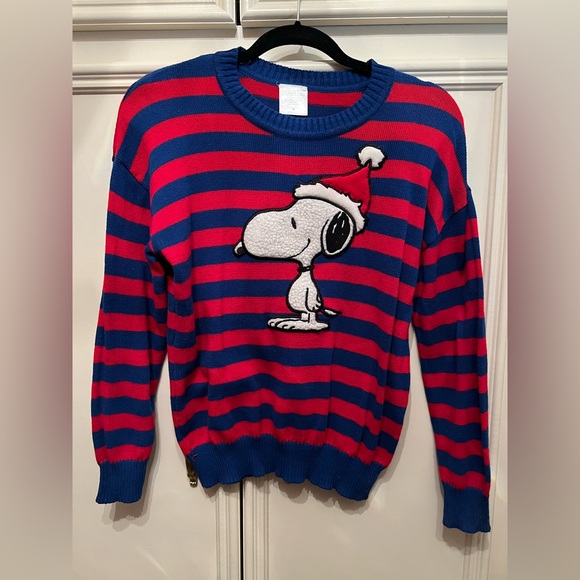 Peanuts | Sweaters | Snoopy Blue And Red Striped Sweater With Snoopy ...